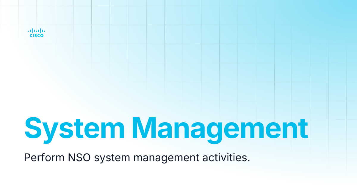 System Management | Cisco Crosswork NSO Documentation
